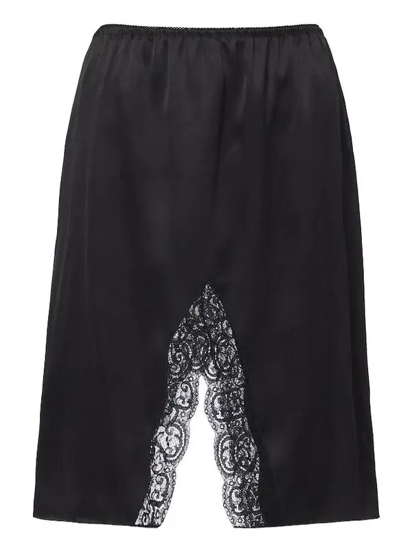 Saint Laurent Lace-trimmed Silk Satin Slip Skirt - Black