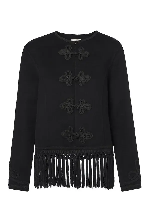 Rixo Inga Fringed Wool-blend Jacket - Black