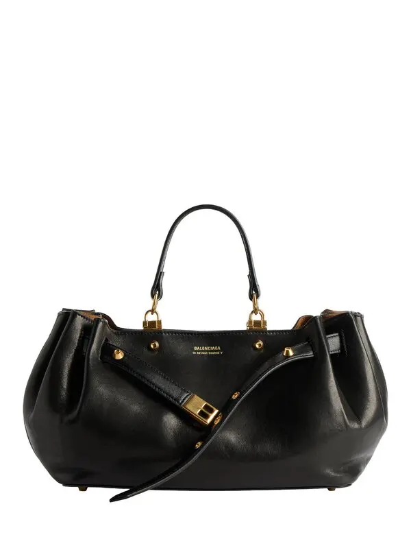 Balenciaga Fan Leather Carryall Bag - Black
