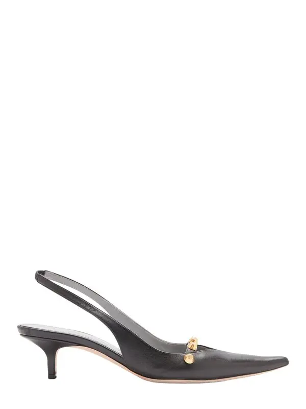 Balenciaga Midnight City Slingback Leather Pumps - Black