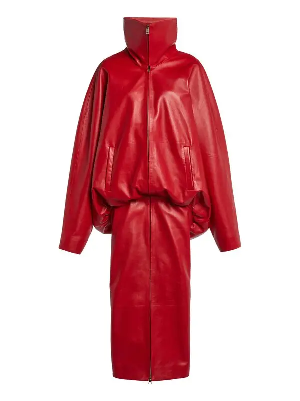 Balenciaga Leather Coat - Red