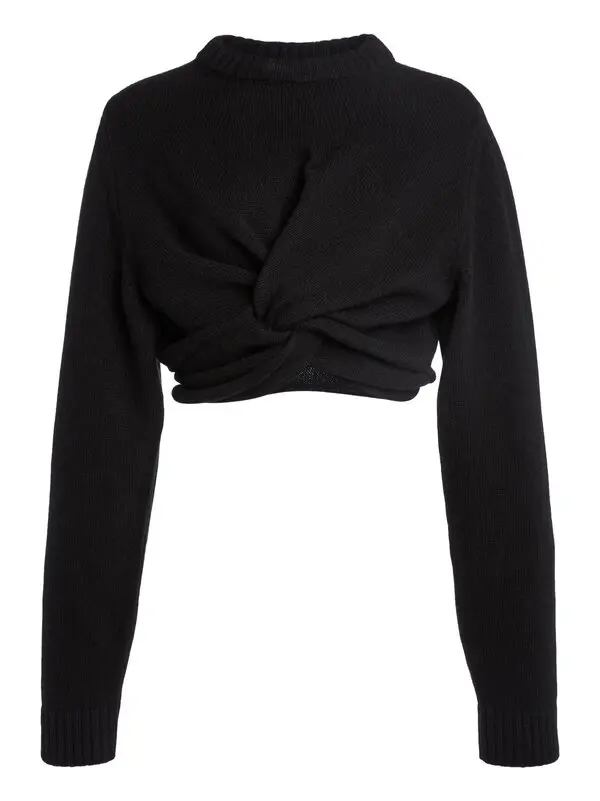 Balenciaga Twist-front Wool Top - Black