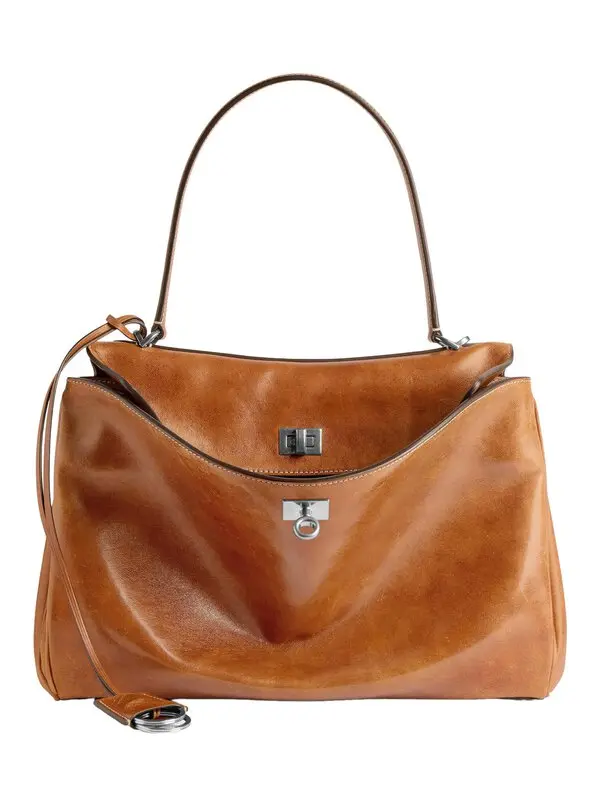 Balenciaga Rodeo Medium Leather Top Handle Bag - Tan