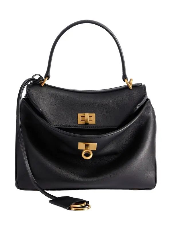 Balenciaga Rodeo Leather Top Handle Bag - Black