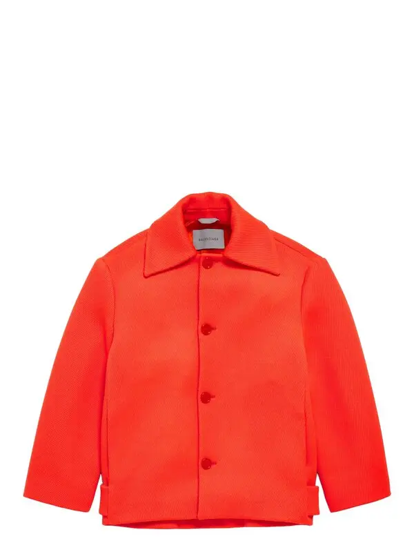Balenciaga Wool Tricotine Short Carcoat - Orange