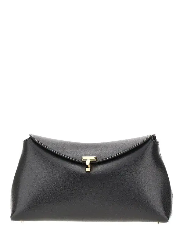 TOTEME Leather T-lock Clutch - Black
