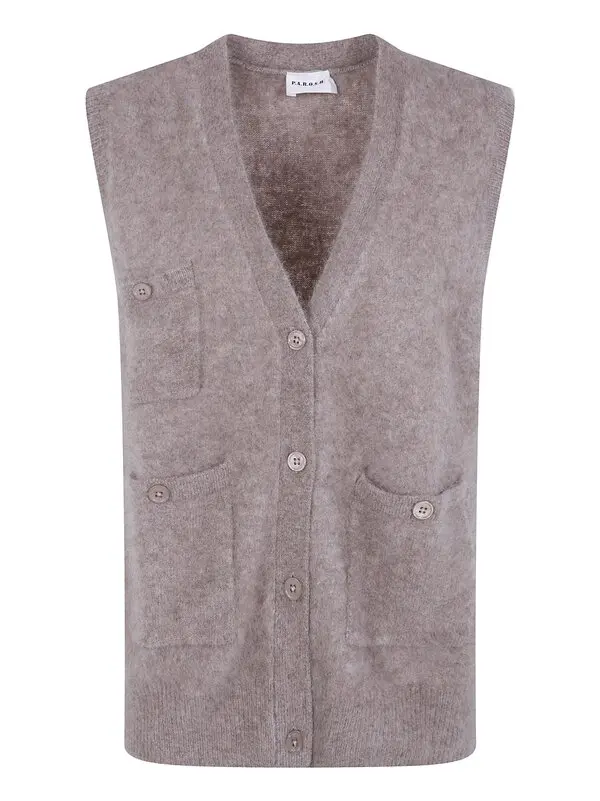 P.a.r.o.s.h Yak And Wool V-neck Gilet - Brown