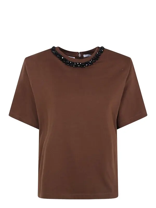Essentiel Antwerp T-shirt Cotton "kardinal Shoulderpad - Brown