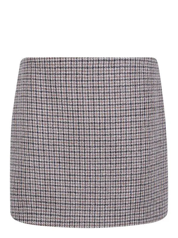 P.a.r.o.s.h Laurie Check Pattern Wool Skirt - Beige
