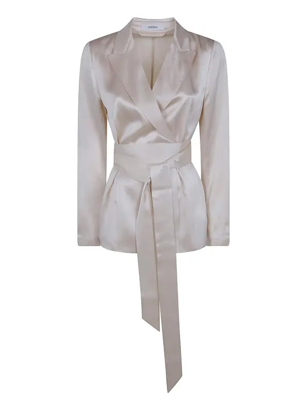 JOSEPH Silk Satin Archer Jacket - Gray