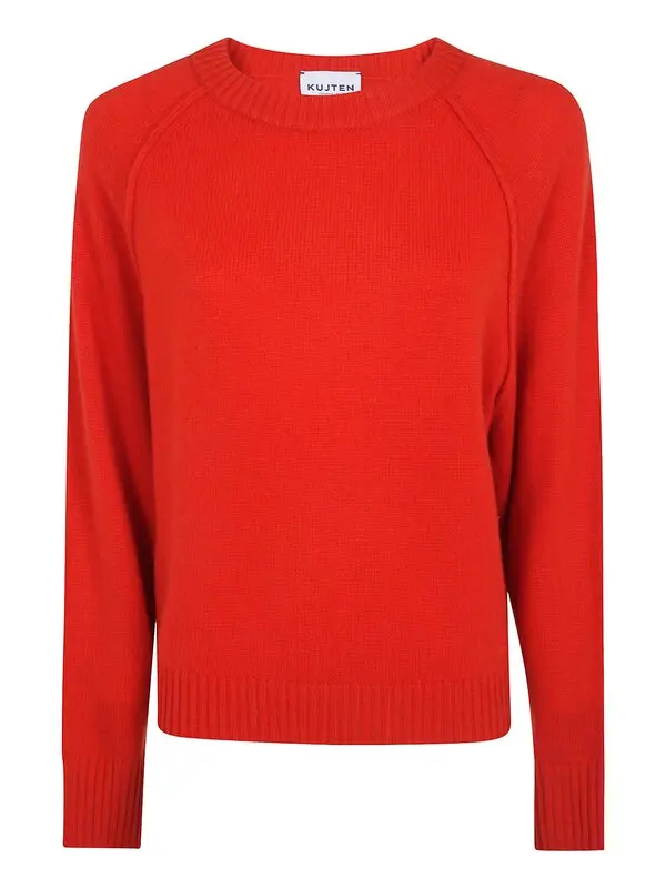 KUJTEN Cashmere Cadaisy Crew Neck Pullover - Red