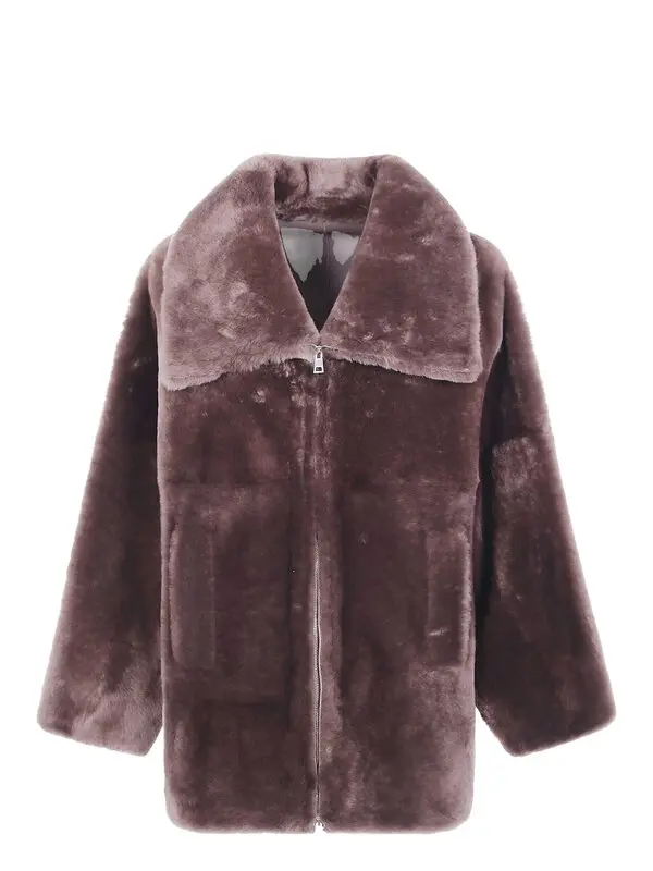 BLANCHA Straight Shearling Jacket - Brown