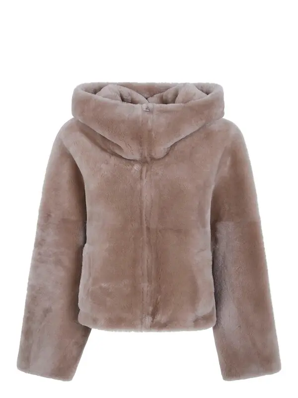 BLANCHA Merino Shearling Hooded Jacket - Brown