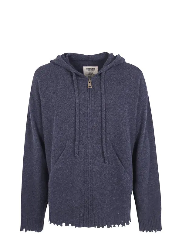 UMA WANG Cashmere Zip-up Hooded Sweatshirt - Gray