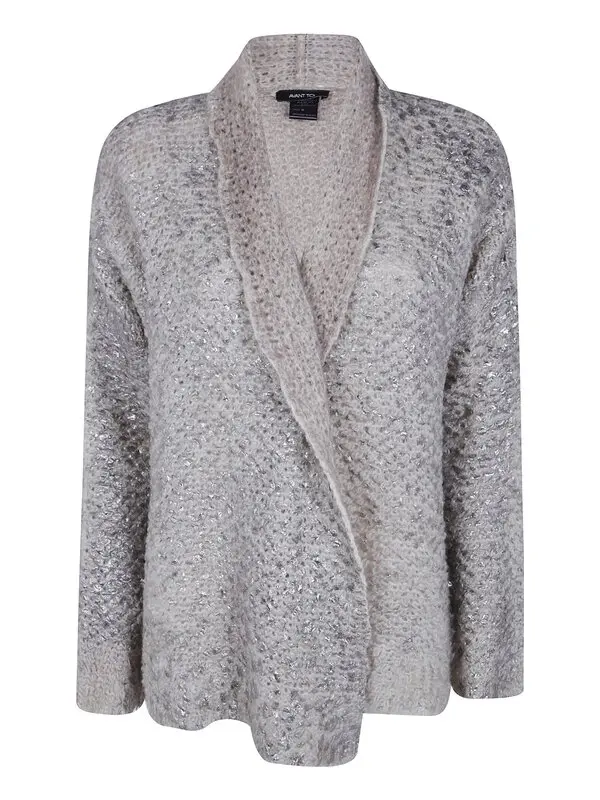 Avant Toi Cashmere And Silk Hand-painted Open Cardigan - Gray
