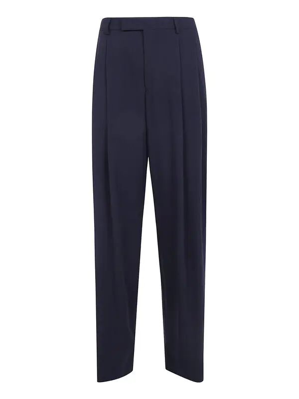 Giorgio Armani Virgin Wool Tailored Trousers - Blue