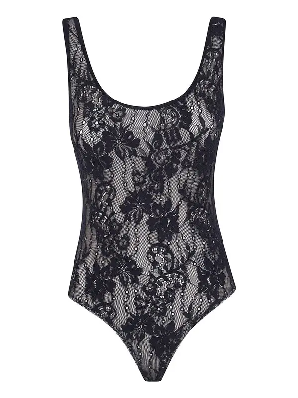 Zimmermann Scoop Neck Lace Bodysuit - Black