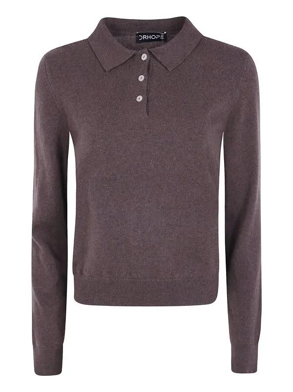DRHOPE Tribeca Cashmere Polo Shirt - Brown