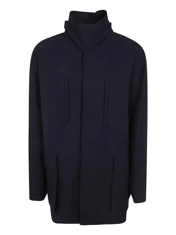 Rick Owens Jacket Hooded "collared Mac - Black