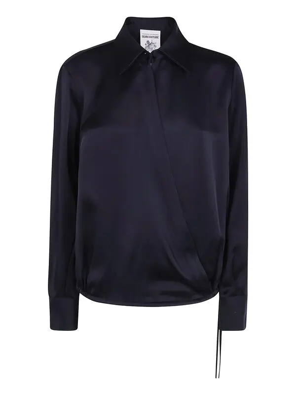 SEMICOUTURE Long Sleeve Blusa Arda - Black