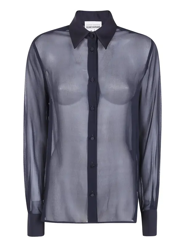 SEMICOUTURE Transparent Button-up Shirt - Black