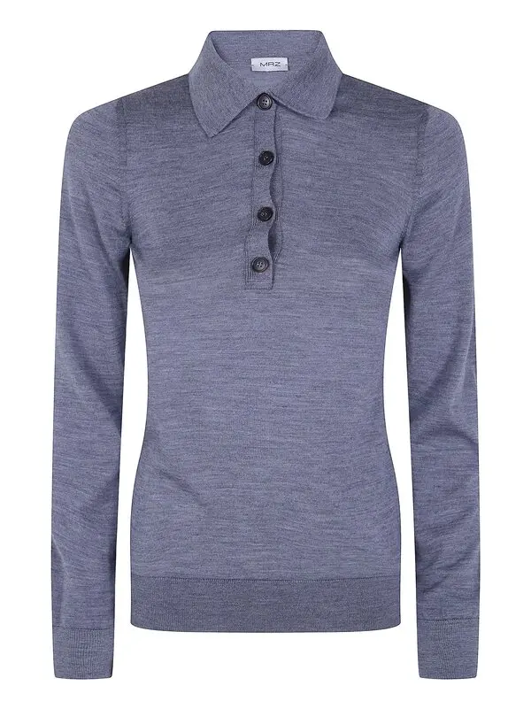 MRZ Wool Polo Neck Sweater - Gray