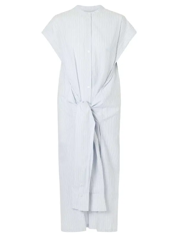TOTEME Twist-front Striped Cotton-poplin Maxi Shirt Dress - Blue