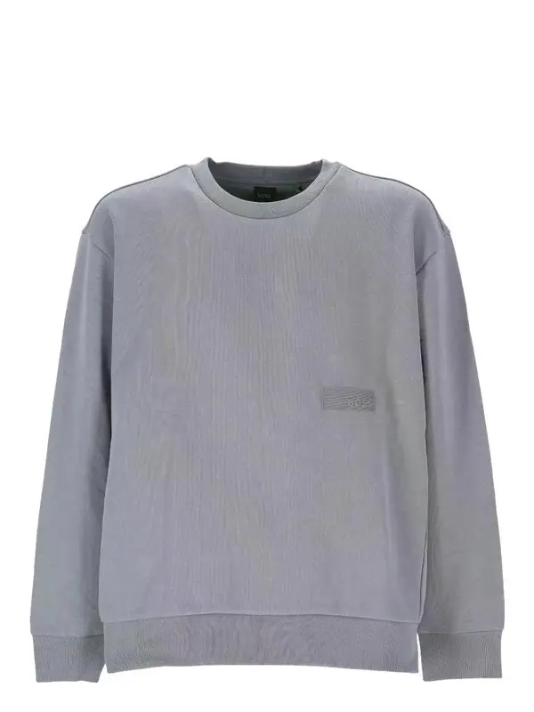 BOSS Logo-patch Crew Neck Sweater - Grey