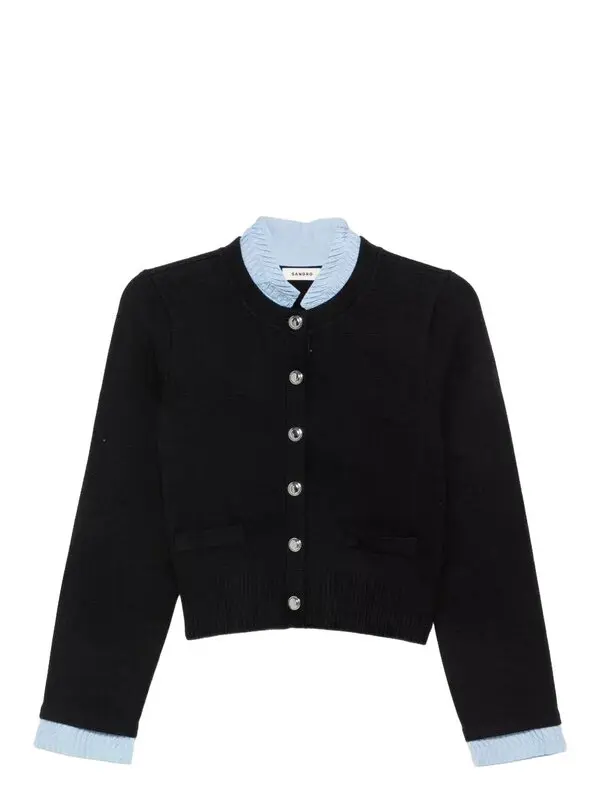 Sandro Anthony Contrast-collar Button-up Cardigan - Blue
