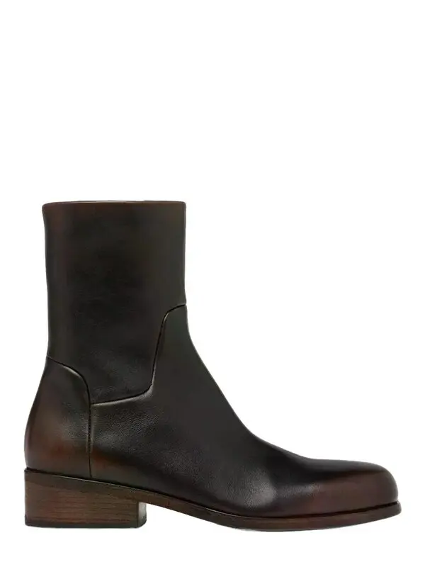 Marsèll Gnocco Burnished Leather Ankle Boots - Brown