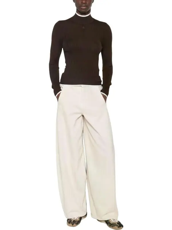 Sandro Ribbed-knit High-neck Sweater - Brown