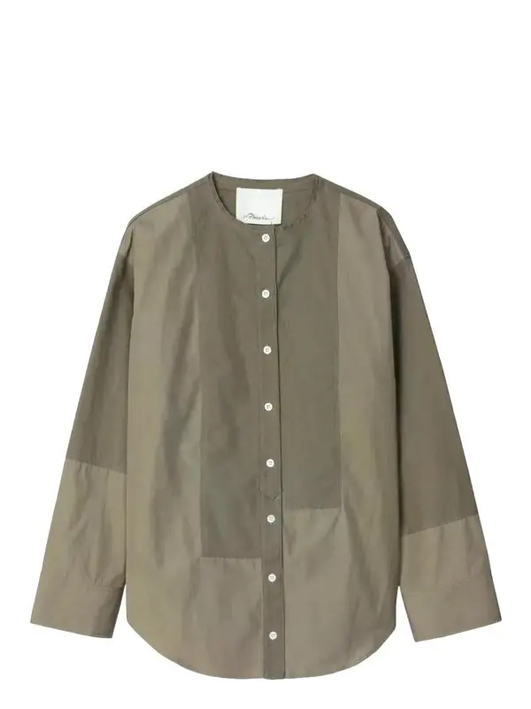 3.1 Phillip Lim Collarless Cotton-poplin Shirt - Green