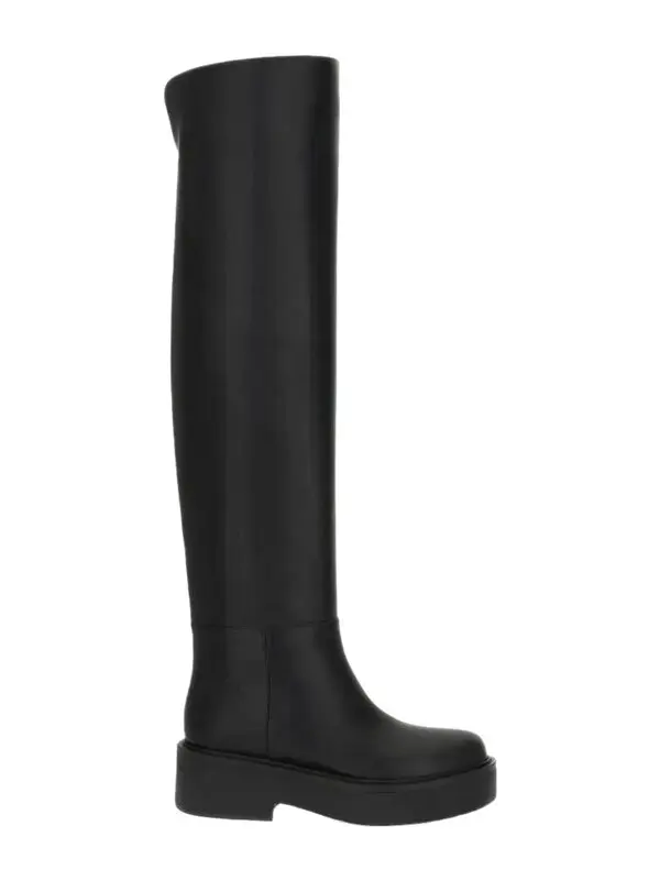 GIANVITO ROSSI Over The Knee Platform Leather Boots - Black