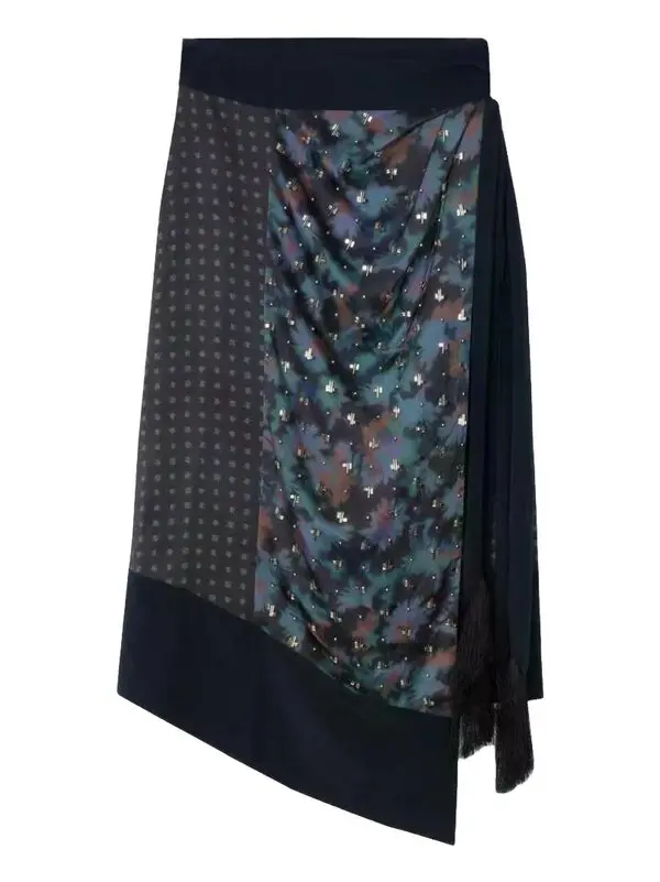 3.1 Phillip Lim Desert Flower Draped Wrap Midi Skirt - Black
