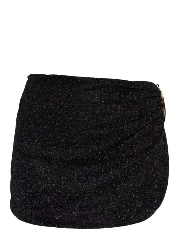Oseree Metallic-effect Ruched Mini Skirt - Black