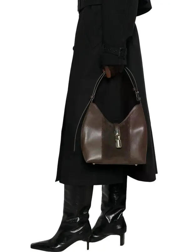 Furla Suede-panelled Leather Shoulder Bag - Brown