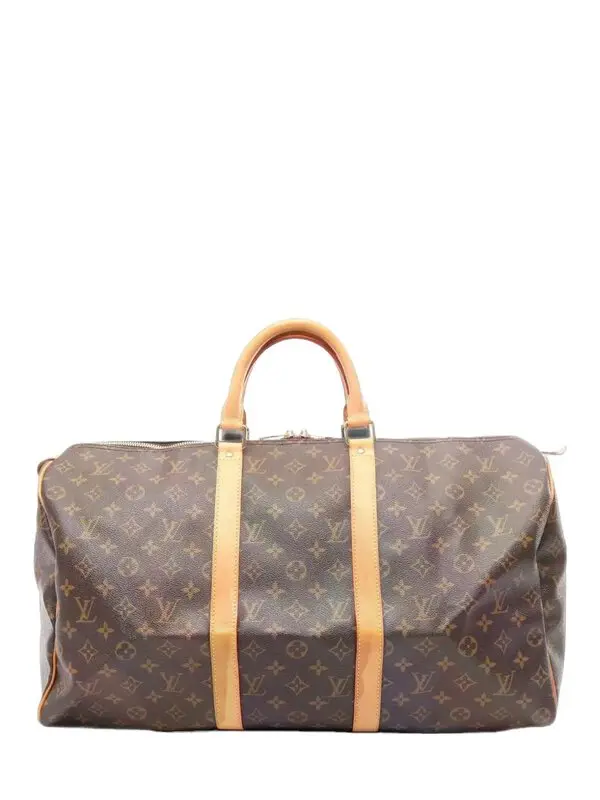 LOUIS VUITTON Monogram Keepall Boston Bag - Brown