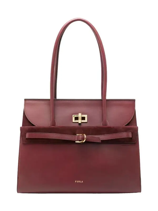 Furla Leather Tote Bag With Turn-lock And Buckle Detail - Red