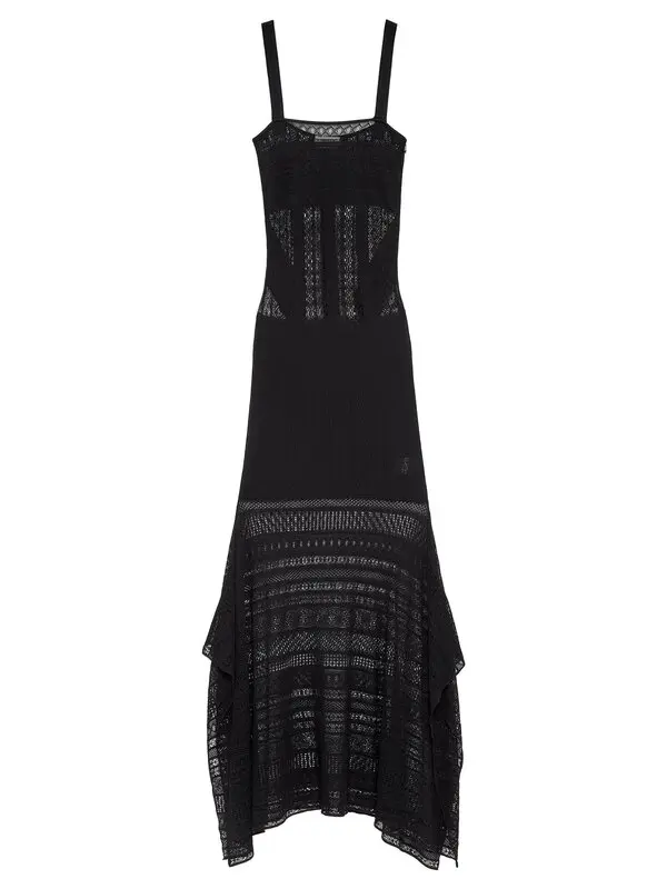 Alexander McQueen Viscose Knit Lace Dress - Black