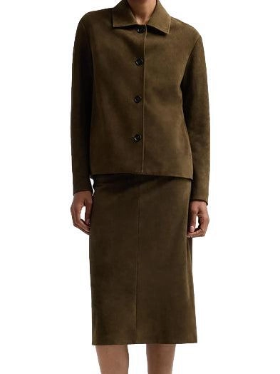 Proenza Schouler Suede Midi Skirt - Cypress