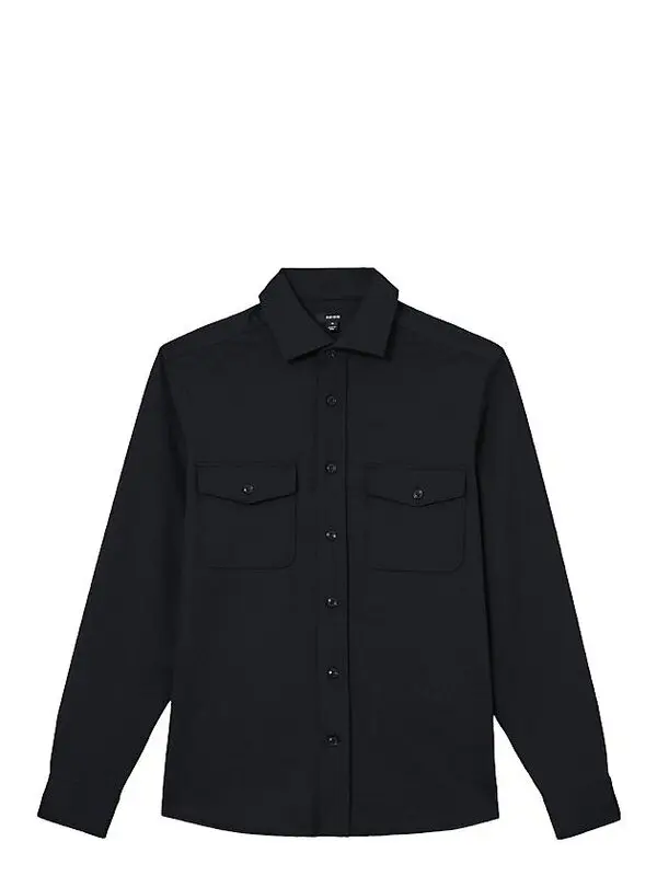 REISS Mcshane Patch-pocket Wool-blend Shirt - Navy