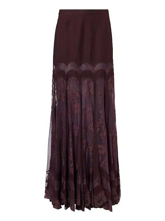 Zimmermann Valiant Sheer-panel Silk Maxi Skirt - Chocolate