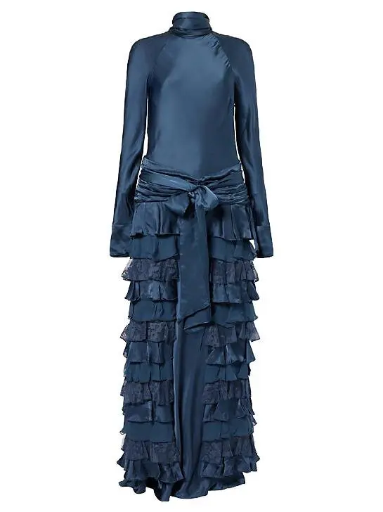 Zimmermann Valiant Ruffle Silk Maxi Dress - Teal