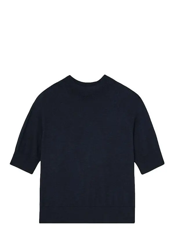 REISS Funnel-neck Wool Jumper - Navy