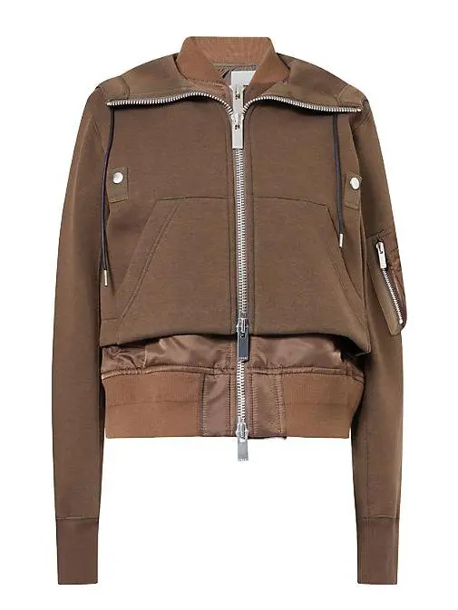 Sacai Sponge Double-layered Cotton-blend Hoody - Brown