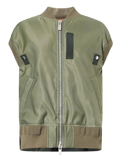Sacai Relaxed-fit Ribbed-trim Shell Gilet - Khaki