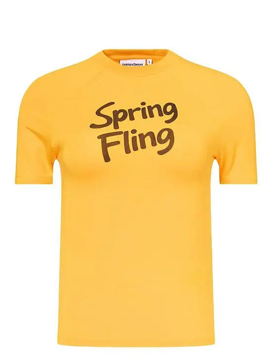 SISTERS & SEEKERS Fling Logo-print Stretch-jersey Top - Orange