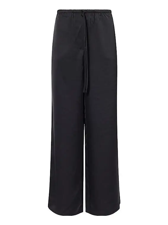 PRETTY LAVISH Breya Wide-leg Satin Trousers - Black