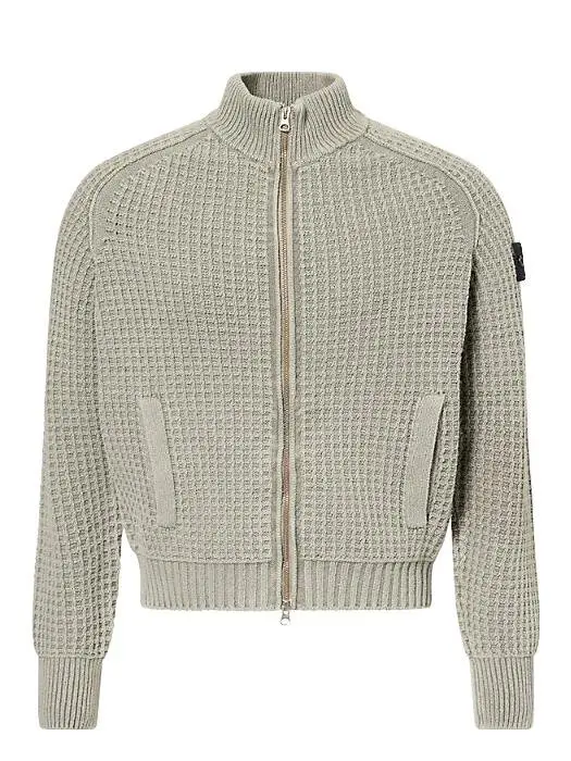 Stone Island Mineral-dyed Full-zip Cotton Knit Jumper - Grey