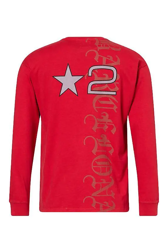 TWOJEYS La-bcn Long-sleeve Graphic Cotton-jersey T-shirt - Red
